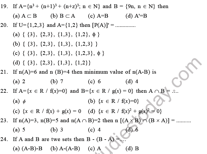 JEE Mathematics Relation and Functions MCQs Set C with Answers JEE Mathematics Relation and Functions MCQs Set C with Answers